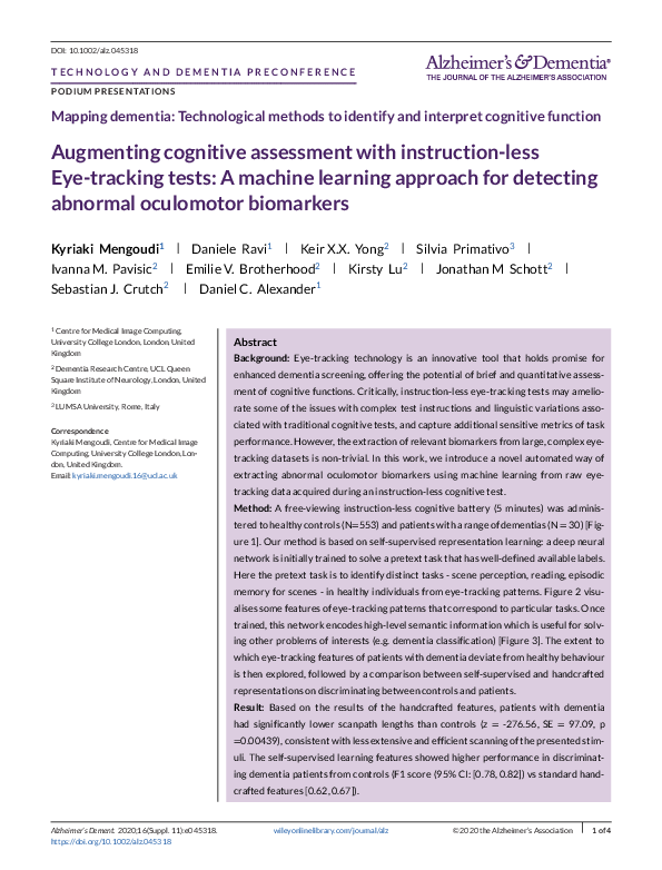 (PDF) Augmenting cognitive assessment with instruction‐less Eye ...