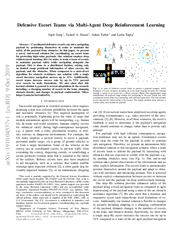 Pdf Defensive Escort Teams Via Multi Agent Deep Reinforcement Learning