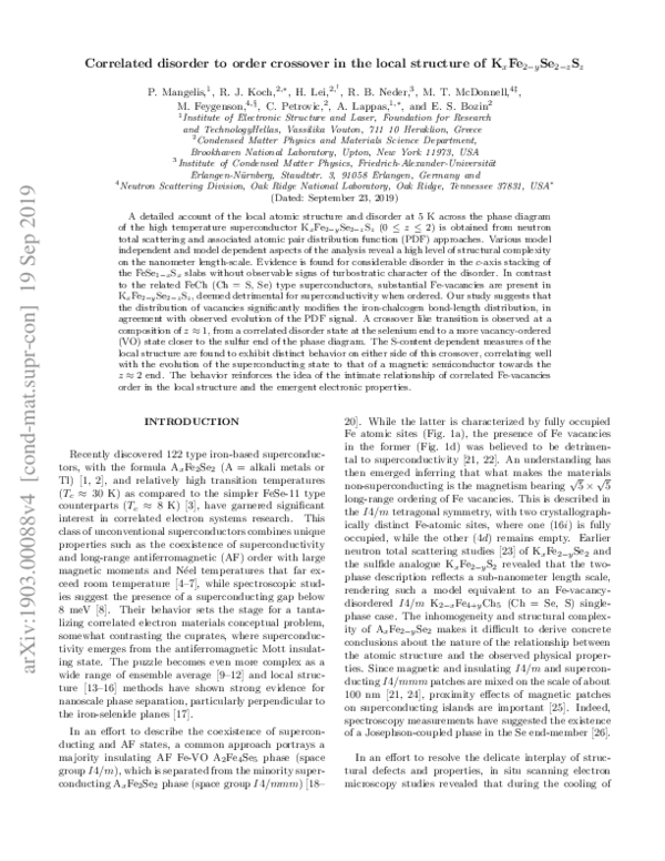 (PDF) Local structure and Fe-vacancy disorder to order crossover in K ...