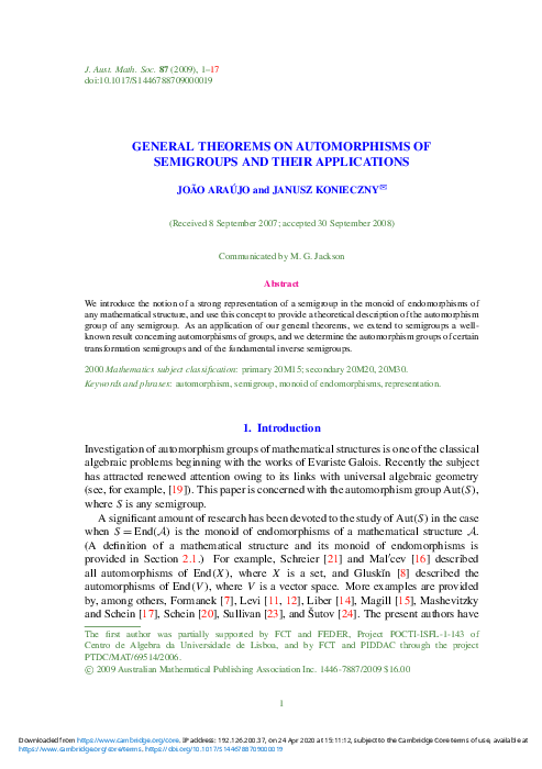 (PDF) General Theorems on Automorphisms of Semigroups and Their Applications