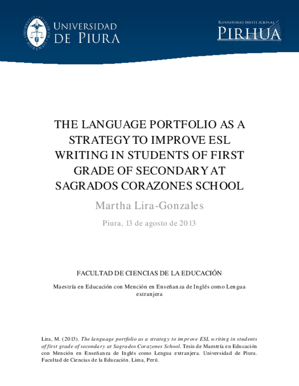 (PDF) Improving ESL Writing Using Language Portfolios in Secondary