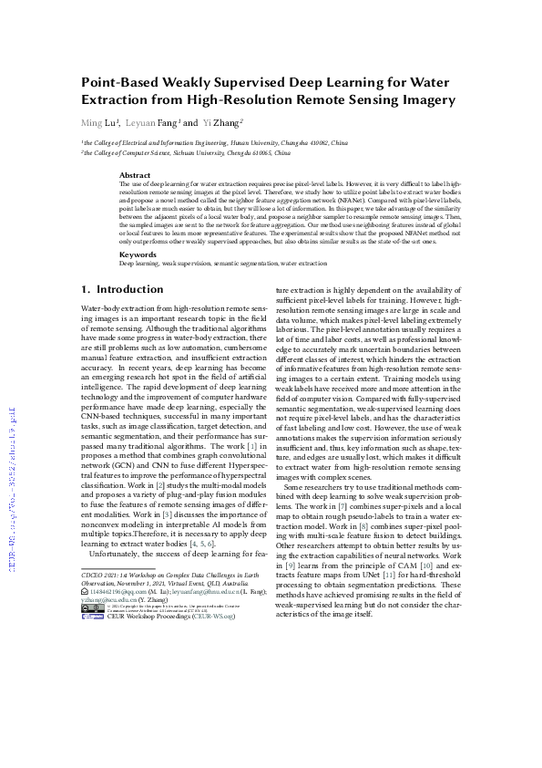 (PDF) Point-Based Weakly Supervised Deep Learning for Water Extraction from High-Resolution ...