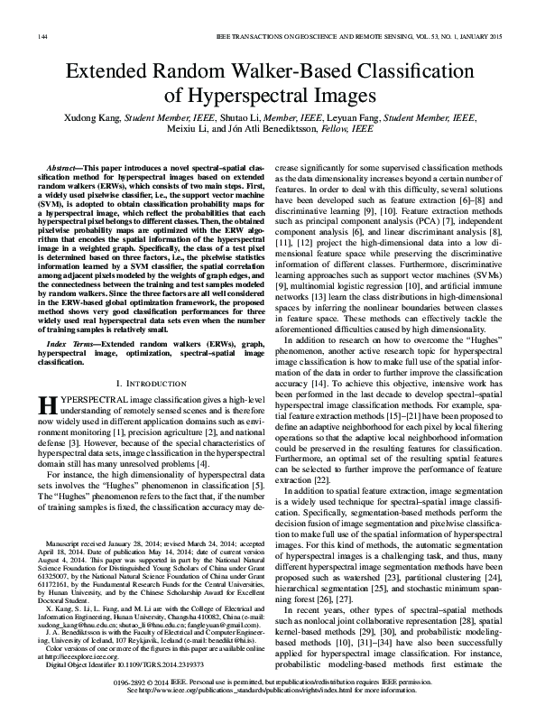 (PDF) Extended Random Walker-Based Classification of Hyperspectral Images