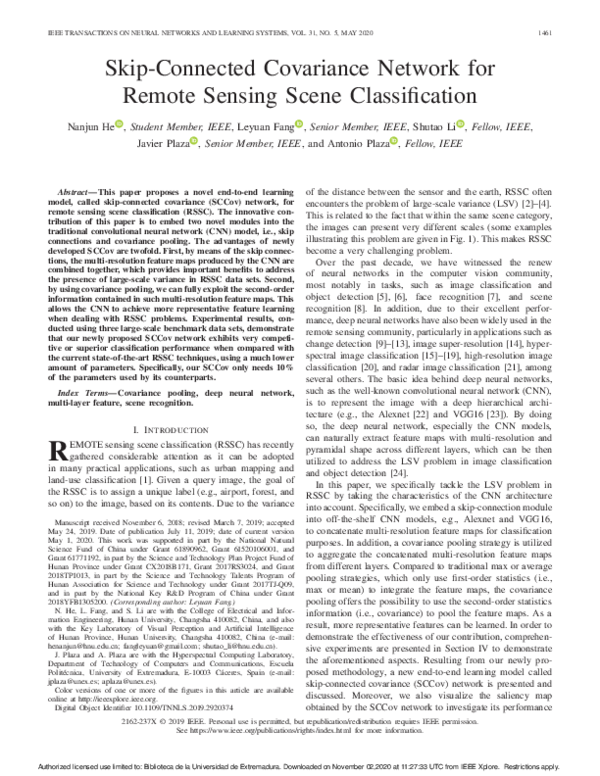 (PDF) Skip-Connected Covariance Network for Remote Sensing Scene Classification