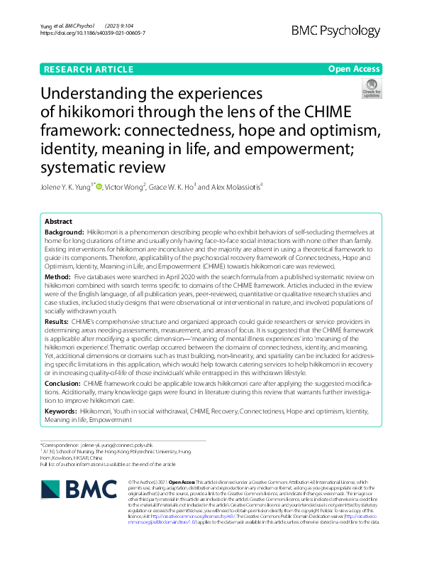 (PDF) Understanding the experiences of hikikomori through the lens of ...