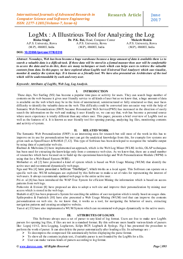 (PDF) LogMx : A Illustrious Tool for Analyzing the Log
