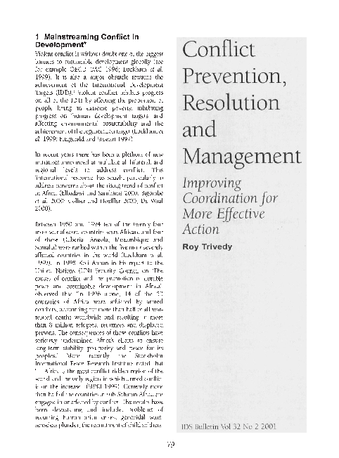 (PDF) Conflict Prevention, Resolution and Management Improving ...