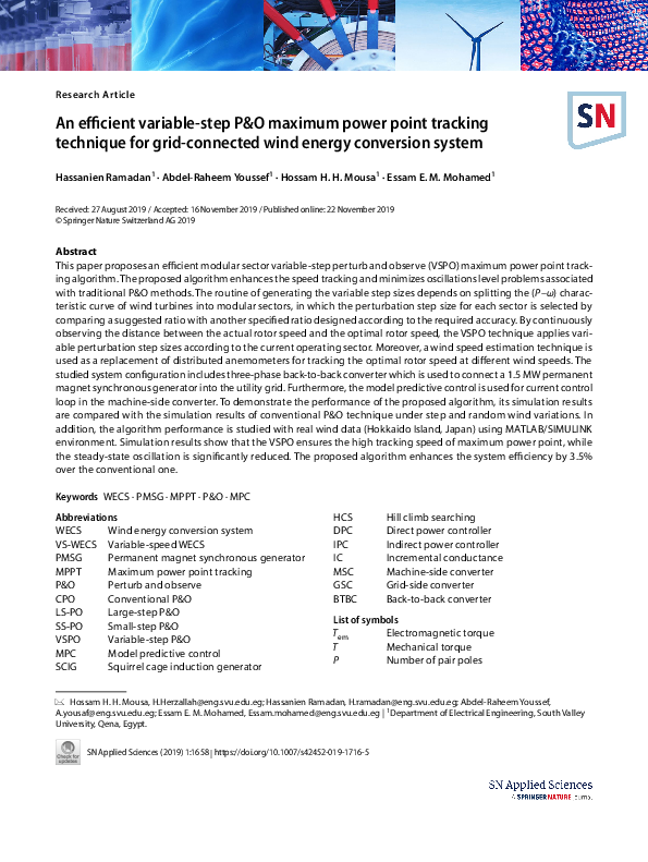 (PDF) An efficient variable-step P&O maximum power point tracking ... (PDF) An efficient variable-step P&O maximum power point tracking ...