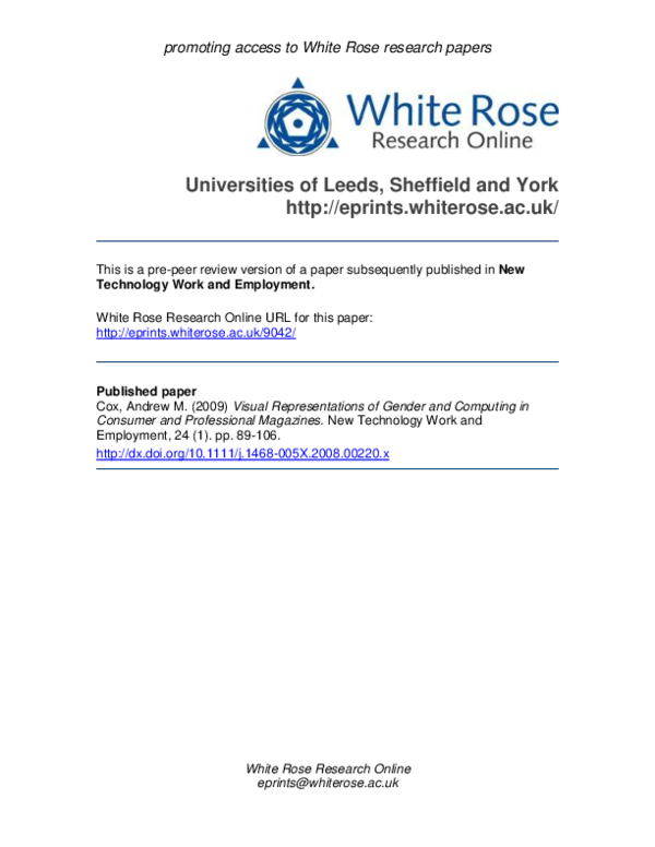 (PDF) Visual representations of gender and computing in consumer and ...