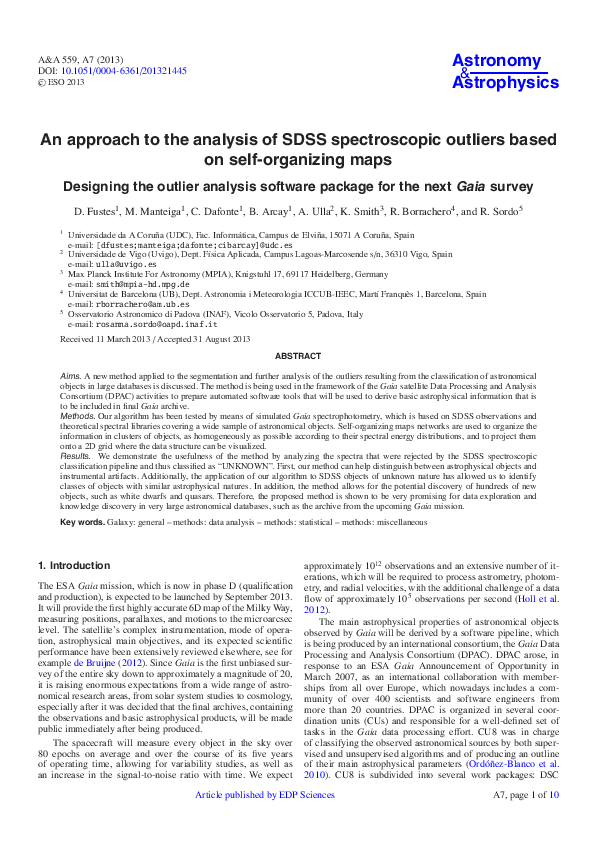 (PDF) An approach to the analysis of SDSS spectroscopic outliers based ...