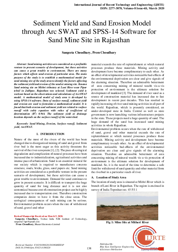 (PDF) Sediment Yield and Sand Erosion Model