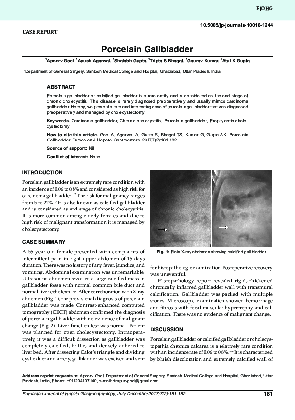 (PDF) Porcelain Gallbladder