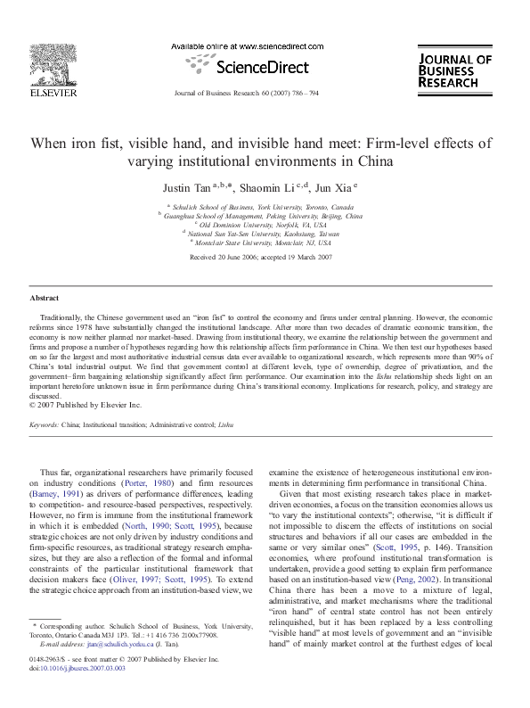 (PDF) When iron fist, visible hand, and invisible hand meet: Firm-level ...