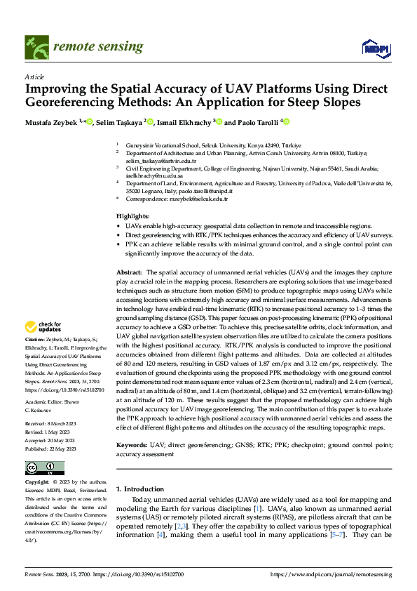 (PDF) Improving the Spatial Accuracy of UAV Platforms Using Direct ... (PDF) Improving the Spatial Accuracy of UAV Platforms Using Direct ...