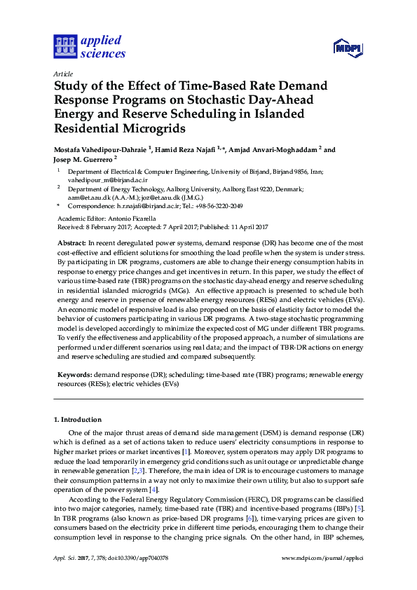 (PDF) Study of the Effect of Time-Based Rate Demand Response Programs on Stochastic Day-Ahead ...