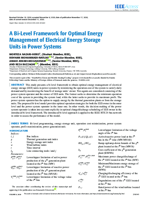 (PDF) A Bi-Level Framework for Optimal Energy Management of Electrical ...