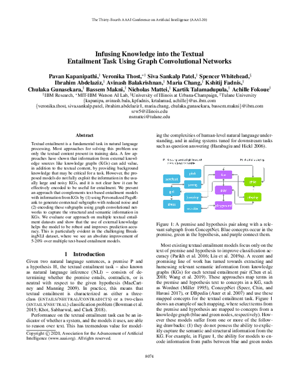 Pdf Infusing Knowledge Into The Textual Entailment Task Using Graph Convolutional Networks