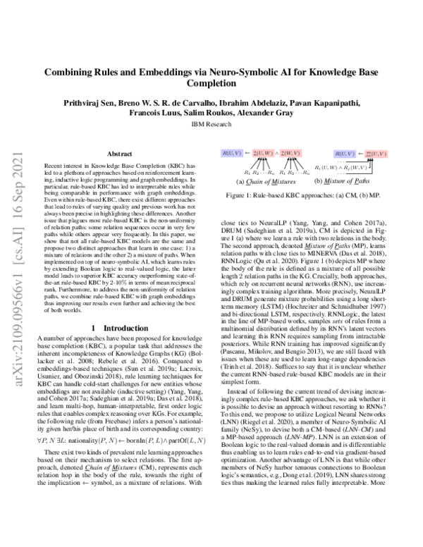 (PDF) Combining Rules and Embeddings via Neuro-Symbolic AI for Knowledge Base Completion