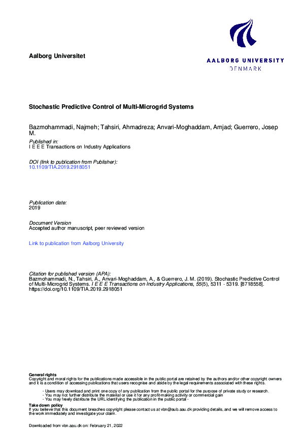 (PDF) Stochastic Predictive Control of Multi-Microgrid Systems