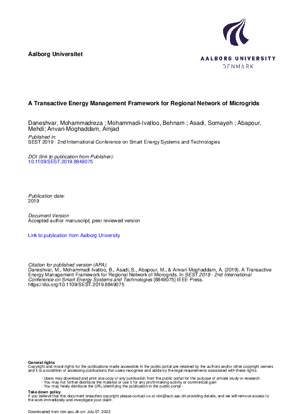 (PDF) A Transactive Energy Management Framework for Regional Network of Microgrids | Amjad ...