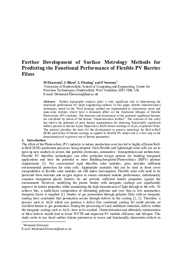 (PDF) Further development of surface metrology methods for predicting ...