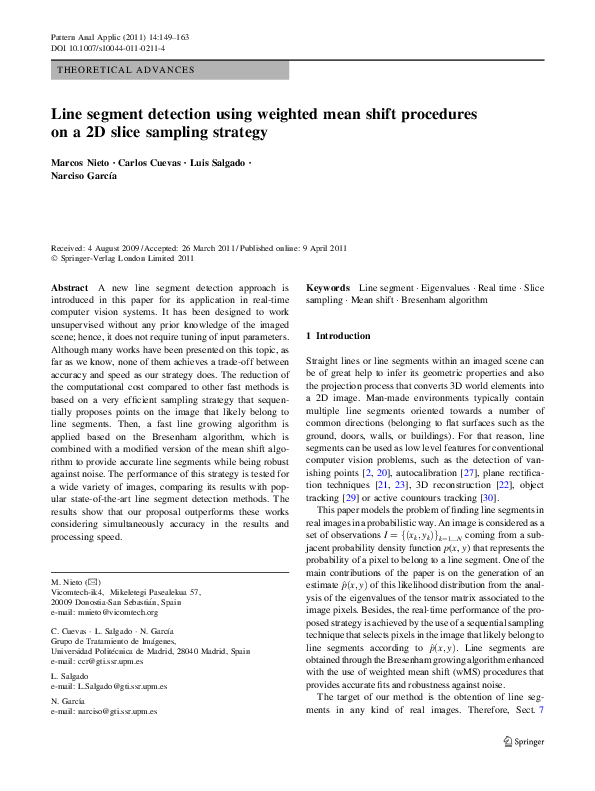 (PDF) Line segment detection using weighted mean shift procedures on a 2D slice sampling strategy