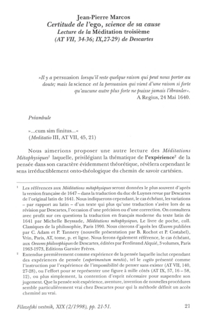 (PDF) Certitude de l'ego, science de sa cause - Lecture de la ...
