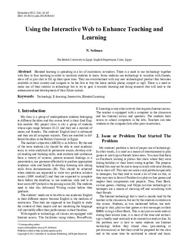 (PDF) Using the Interactive Web to Enhance Teaching and Learning