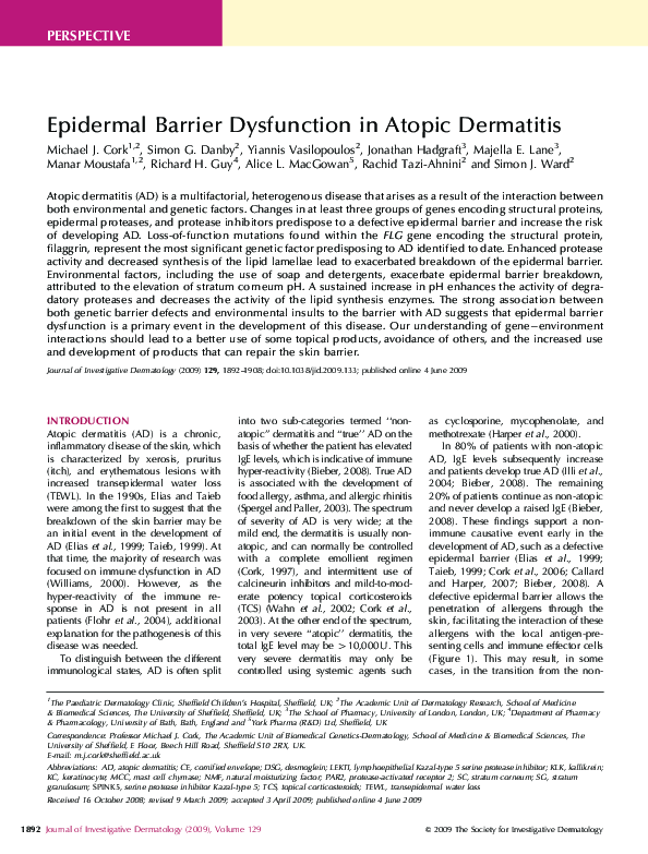 (PDF) Epidermal Barrier Dysfunction in Atopic Dermatitis | Simon Danby ...