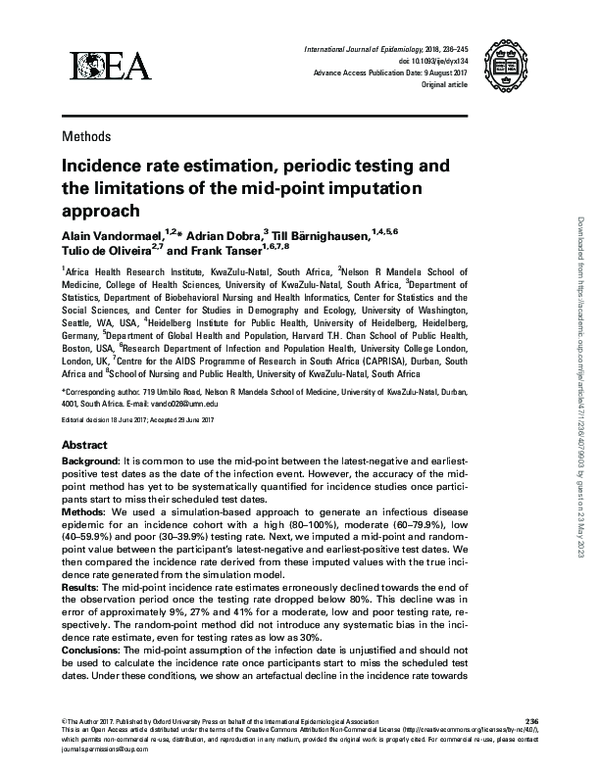 (PDF) Incidence rate estimation, periodic testing and the limitations ...