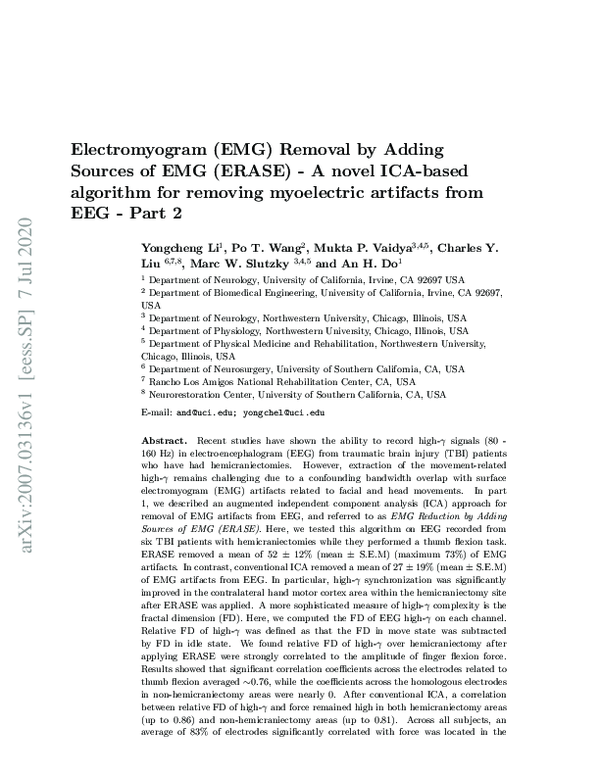 (PDF) Electromyogram (EMG) Removal by Adding Sources of EMG (ERASE)—A Novel ICA-Based Algorithm ...