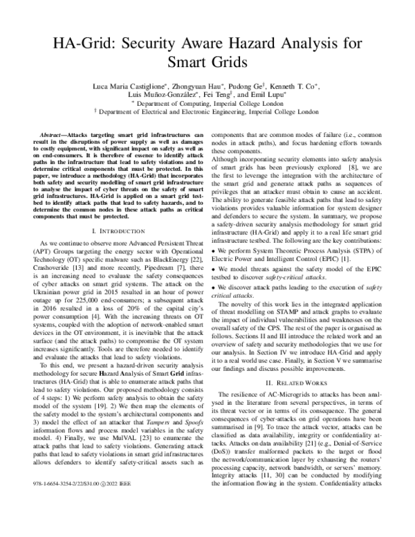 (PDF) HA-Grid: Security Aware Hazard Analysis for Smart Grids