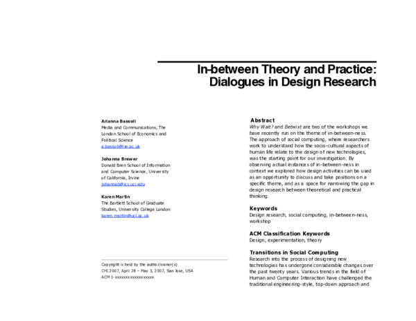 (PDF) In-between theory and practice
