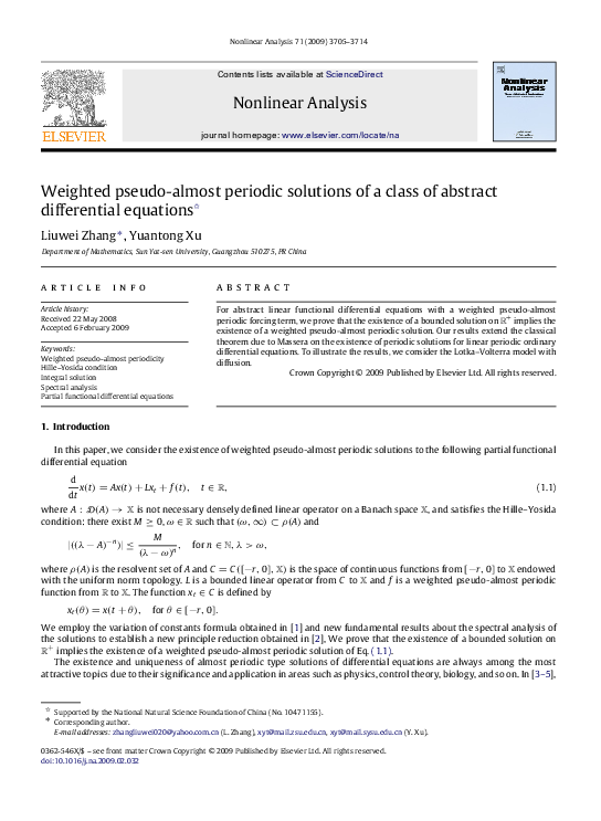 (PDF) Weighted pseudo-almost periodic solutions of a class of abstract ...