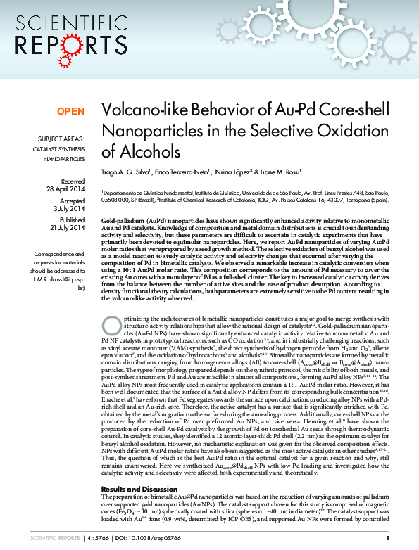 (PDF) Volcano-like Behavior of Au-Pd Core-shell Nanoparticles in the ...