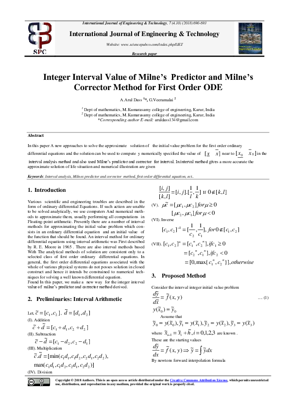 (PDF) Integer Interval Value of Milne’s Predictor and Milne’s Corrector Method for First Order ODE