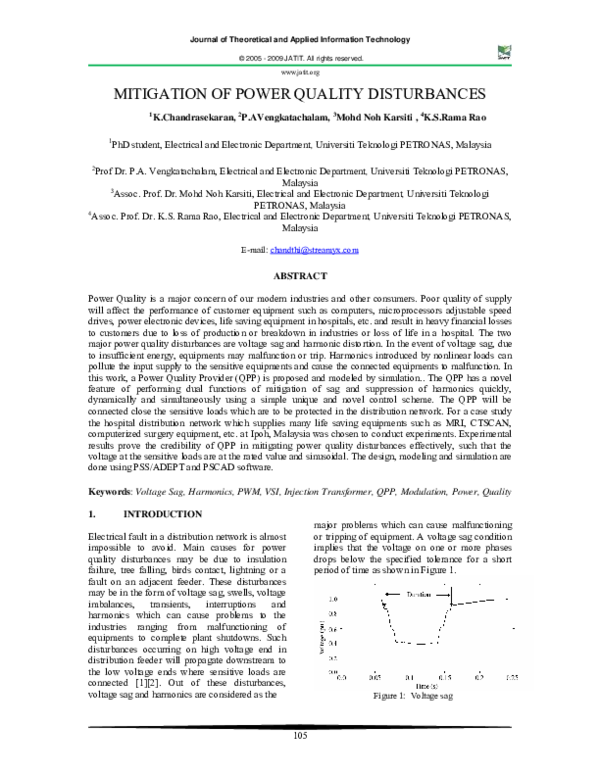 (PDF) Mitigation of Power Quality Disturbances