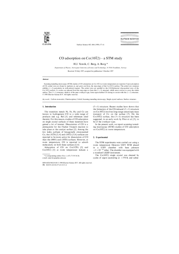 (PDF) CO adsorption on – a STM study