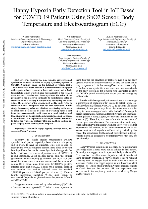 (PDF) Happy Hypoxia Early Detection Tool in IoT Based for COVID-19 ...