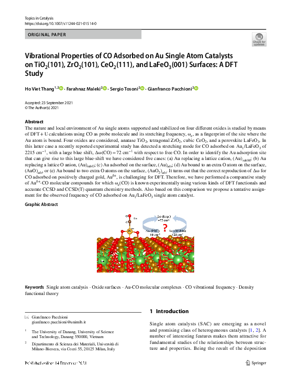 (PDF) Vibrational Properties of CO Adsorbed on Au Single Atom Catalysts ...