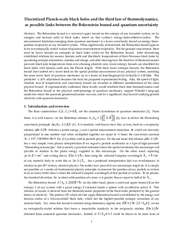 (PDF) Discretized Planck-scale black holes and the third law of ...
