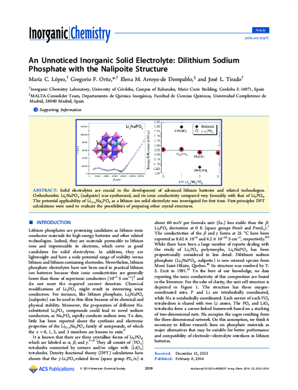 (PDF) An Unnoticed Inorganic Solid Electrolyte: Dilithium Sodium ...