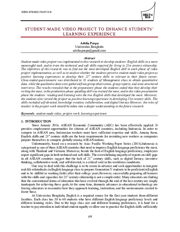 (PDF) Student-Made Video Project to Enhance Students’ Learning Experience