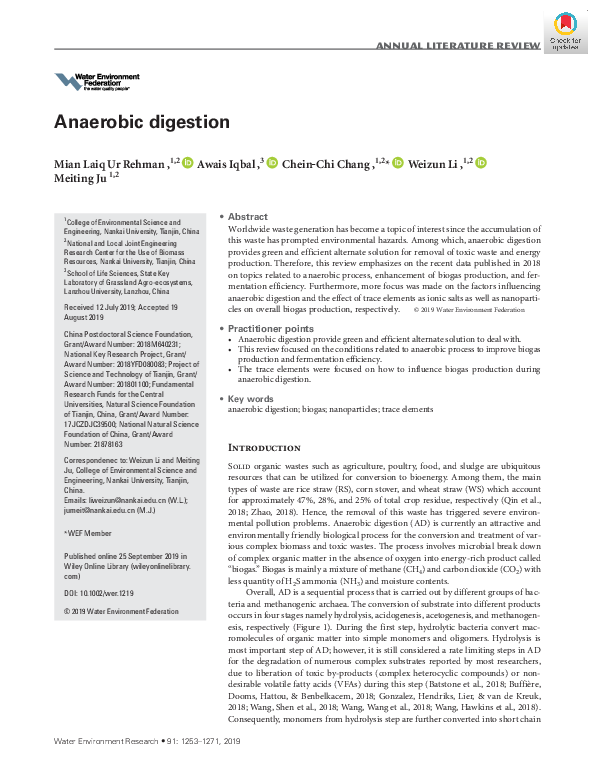 (PDF) Anaerobic digestion