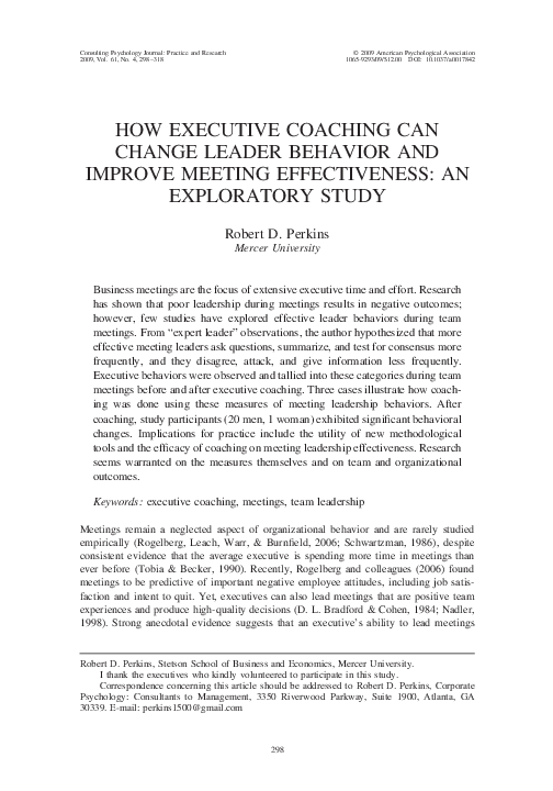 (PDF) How executive coaching can change leader behavior and improve ...