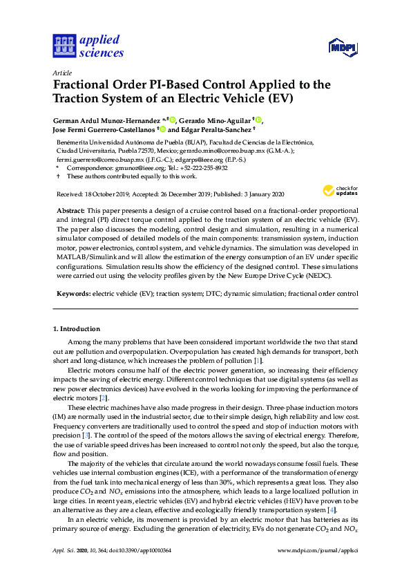 (PDF) Fractional Order PI-Based Control Applied to the Traction System ...