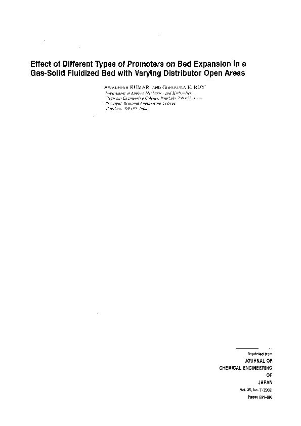 (PDF) Effect of Different Types of Promoters on Bed Expansion in a Gas ...