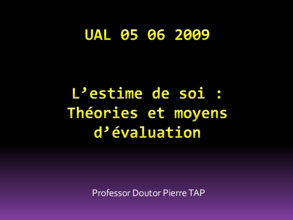 (PDF) L'estime de soi : Théories et moyens d'évaluation (reprise ...