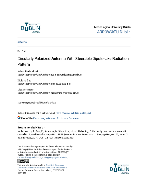 (PDF) Circularly Polarized Antenna With Steerable Dipole-Like Radiation Pattern