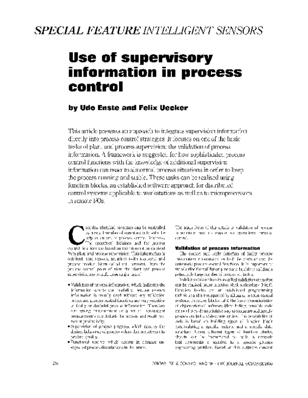 (PDF) Use of supervisory information in process control